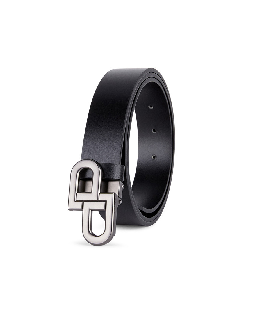 DP Iconic Buckle Leather Belt – Black