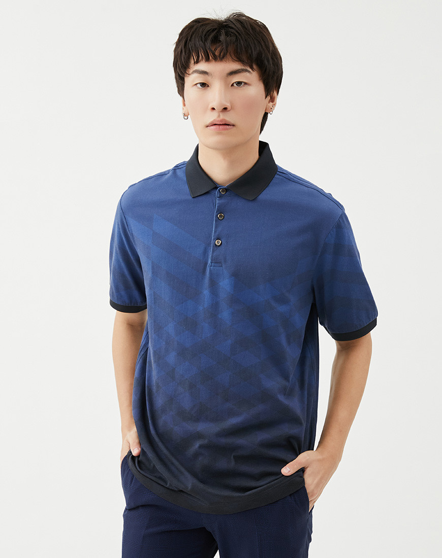 Geometric Gradient Print Polo Shirt