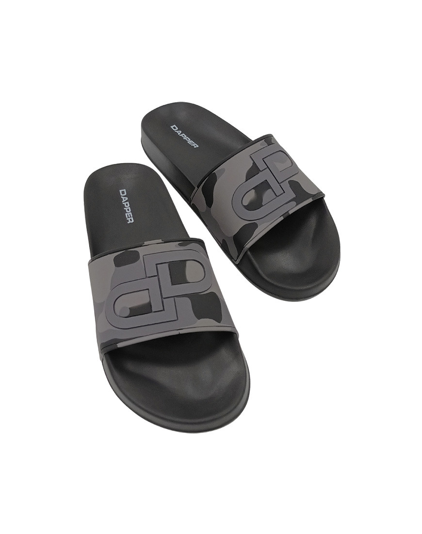 DP Icon Camo Embossed Pool Slide Sandals – Grey